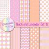 Free Peach and Lavender Digital Papers with Patterned Designs