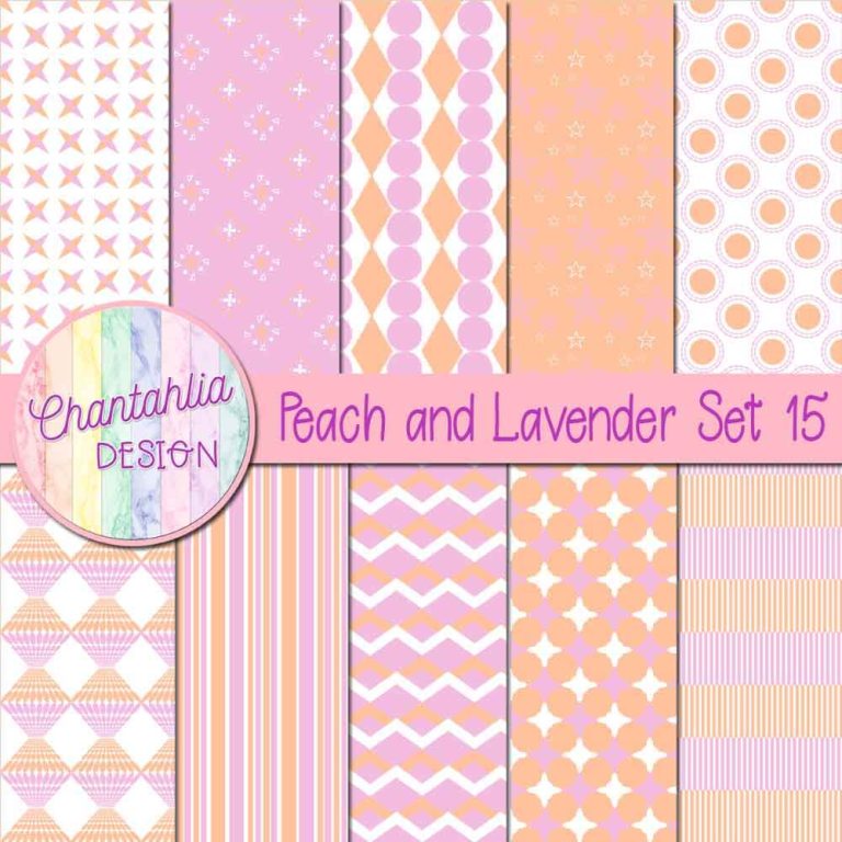 Free Peach and Lavender Digital Papers with Patterned Designs