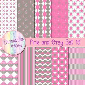 Free Pink and Grey Digital Papers with Patterned Designs
