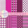 Free Plum and Hot Pink Digital Papers with Patterned Designs
