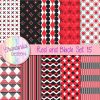 Free Red and Black Digital Papers with Patterned Designs