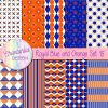 Free Royal Blue and Orange Digital Papers with Patterned Designs