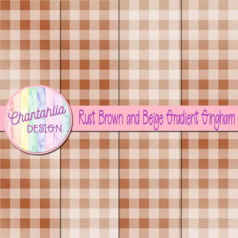 Free Rust Brown and Beige Digital Papers with Gradient Gingham Designs