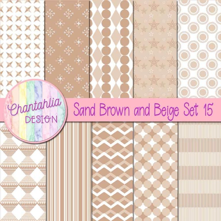 Free Sand Brown and Beige Digital Papers with Patterned Designs