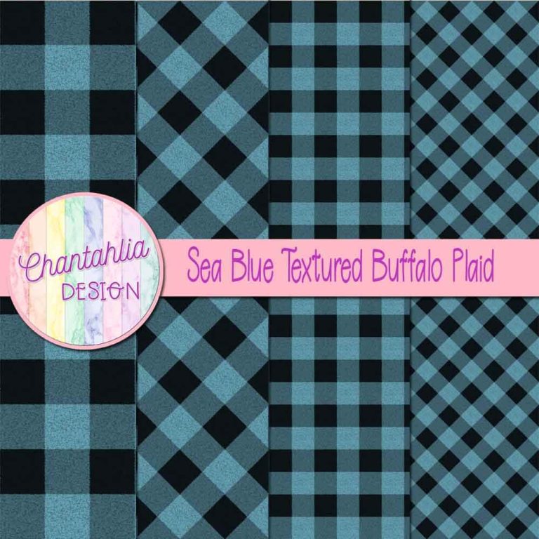 Free Digital Papers featuring Sea Blue Textured Buffalo Plaid designs