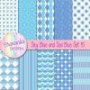 Free Sky Blue and Sea Blue Digital Papers with Patterned Designs