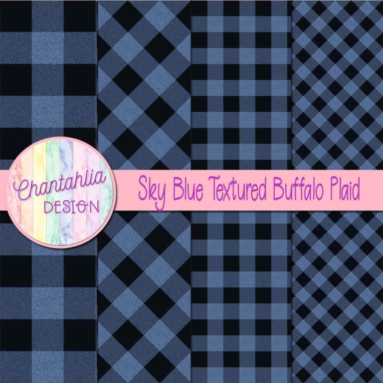 Free Digital Papers featuring Sky Blue Textured Buffalo Plaid designs