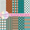 Free Teal and Rust Brown Digital Papers with Patterned Designs