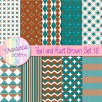 Free Teal and Rust Brown Digital Papers with Patterned Designs