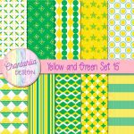 Free Yellow and Green Digital Papers with Patterned Designs