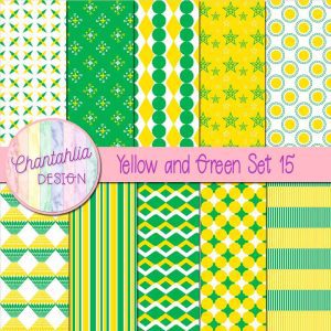 Free Yellow and Green Digital Papers with Patterned Designs
