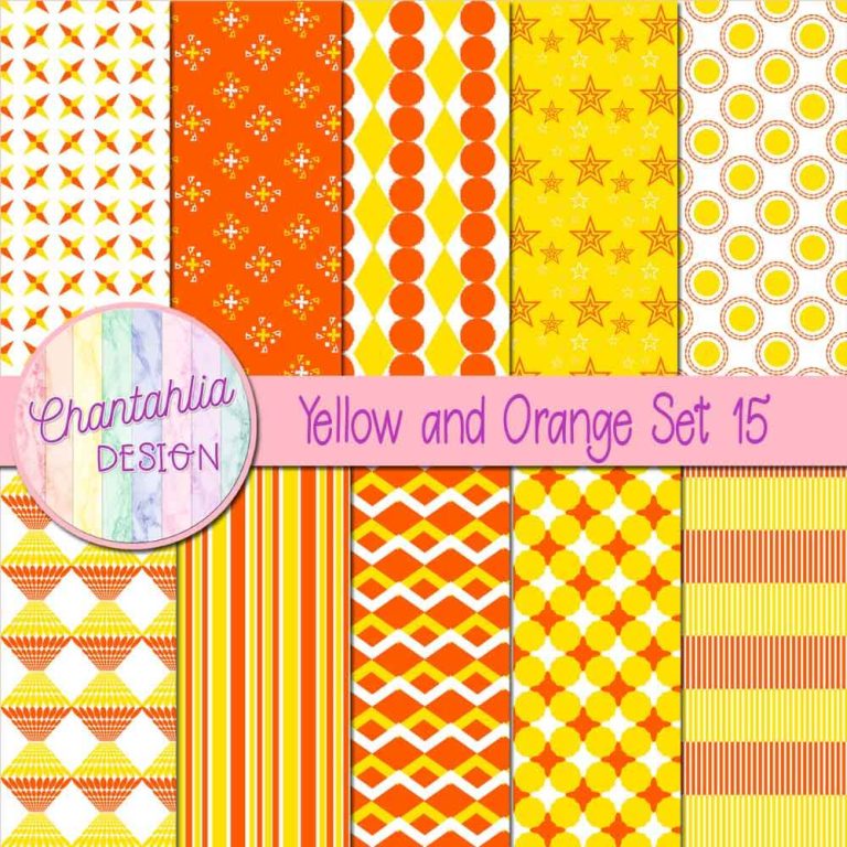 Free Yellow and Orange Digital Papers with Patterned Designs