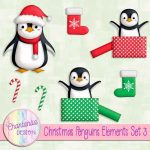 Free Christmas Penguins Design Elements for Scrapbooking