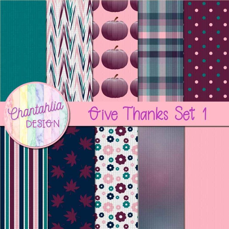 Free Give Thanks Digital Papers for Digital Scrapbooking
