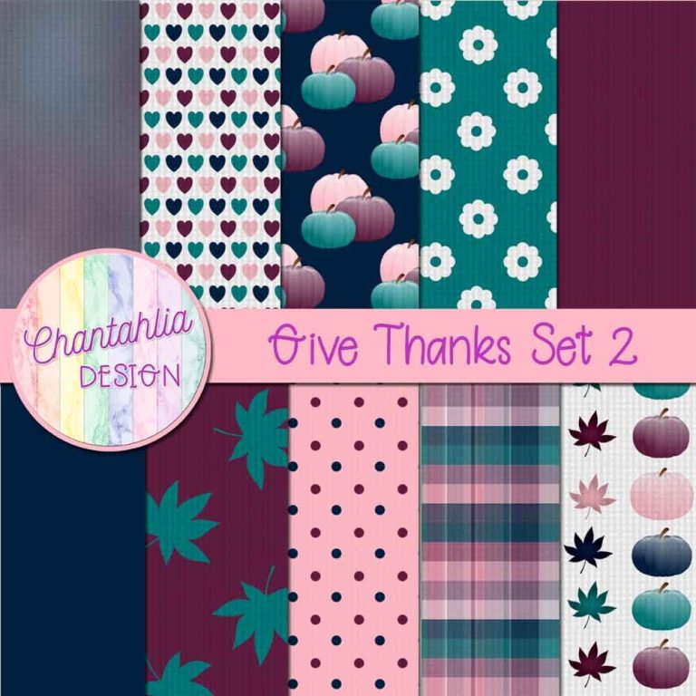 Free Give Thanks Digital Papers for Digital Scrapbooking