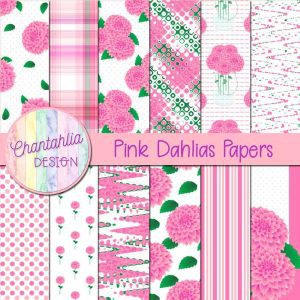 Free Pink Dahlias Digital Papers for Digital Scrapbooking