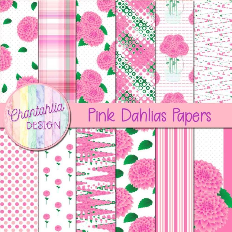Free Pink Dahlias Digital Papers for Digital Scrapbooking