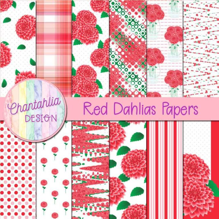 Free Red Dahlias Digital Papers for Digital Scrapbooking