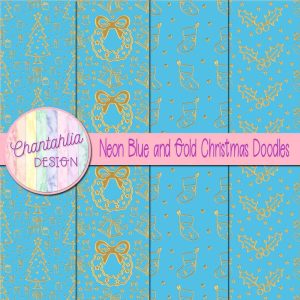 Free Digital Papers featuring Lilac and Gold Christmas Doodles Patterns