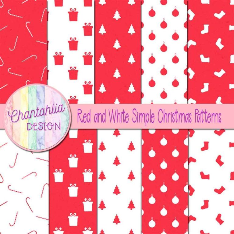 Free Digital Papers featuring Simple Red and White Christmas Patterns