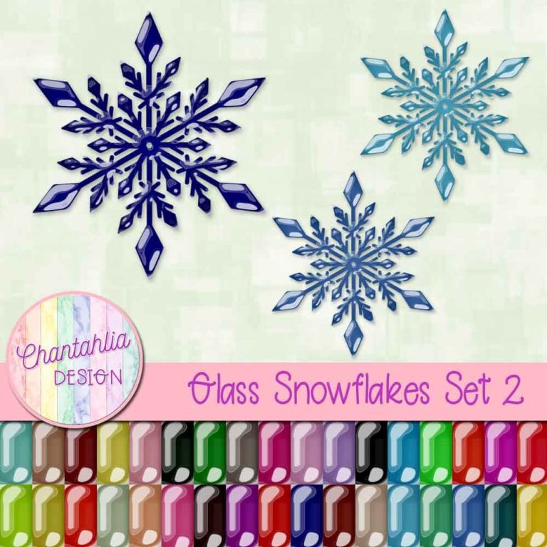 Snowflakes Design Elements in a Glass Style