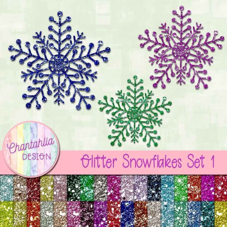 Snowflakes Design Elements in a Glitter Style