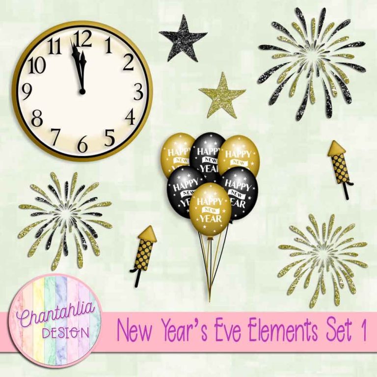 Free New Year's Eve Design Elements for Scrapbooking