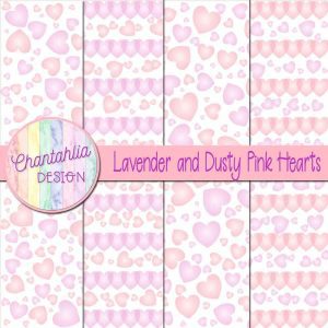 Free Lavender and Dusty Pink Digital Papers with Heart Designs