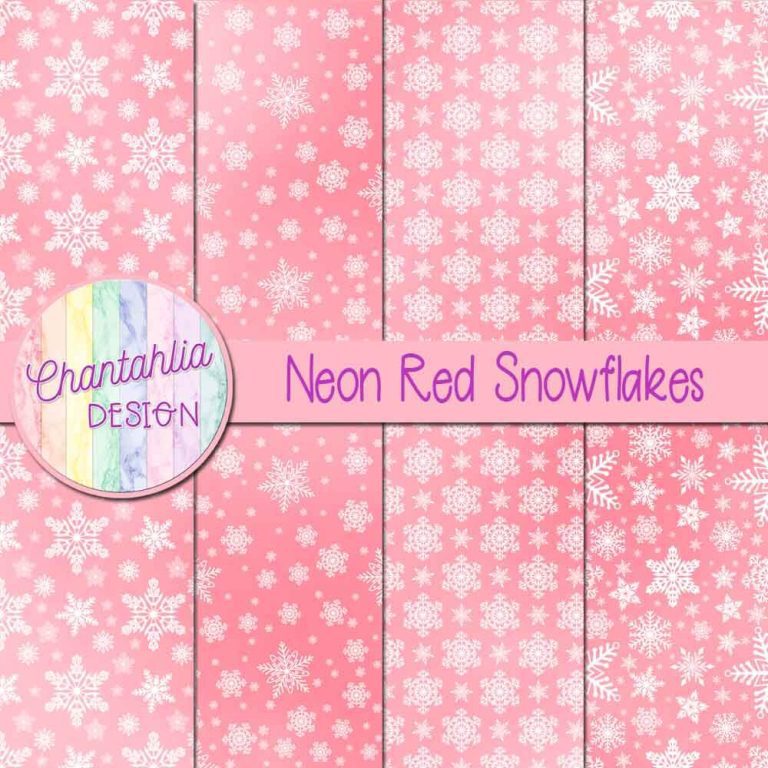 Free Digital Papers featuring Neon Red Snowflakes Designs