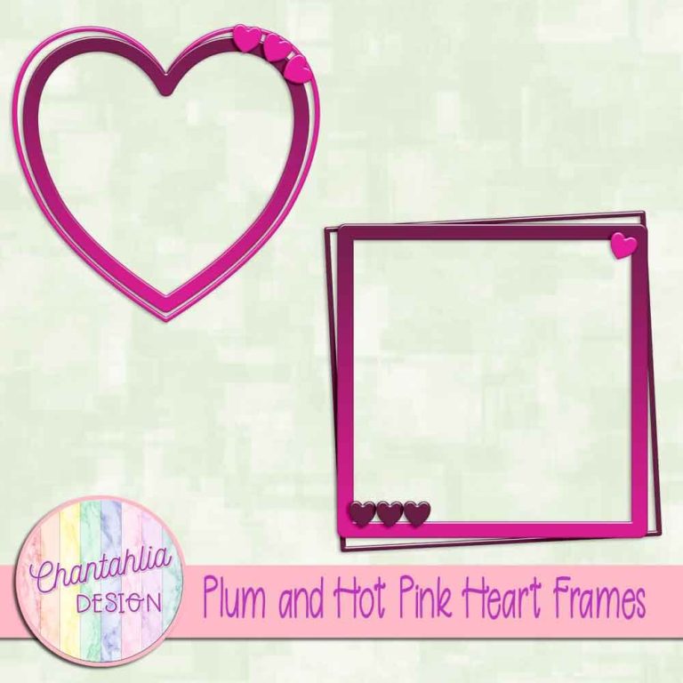 Free Plum and Hot Pink Heart Frames for Digital Scrapbooking