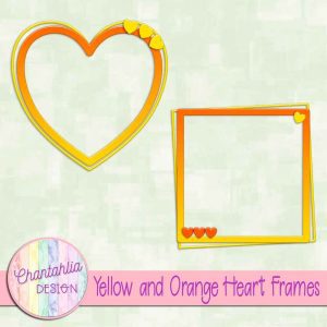 Free Yellow and Orange Heart Frames for Digital Scrapbooking