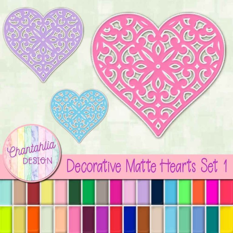 Free Decorative Hearts Design Elements in a Matte Style