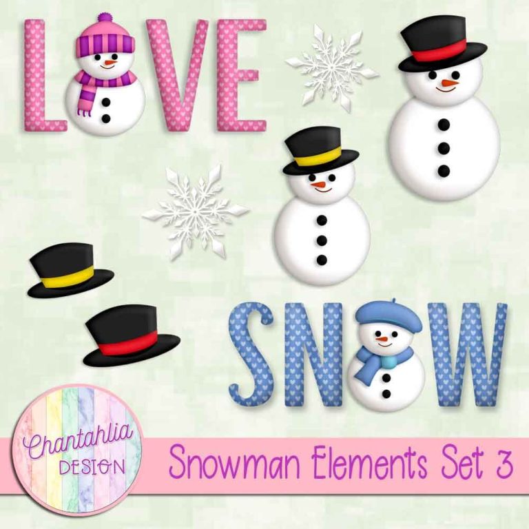 Free Snowman Design Elements for Digital Scrapbooking