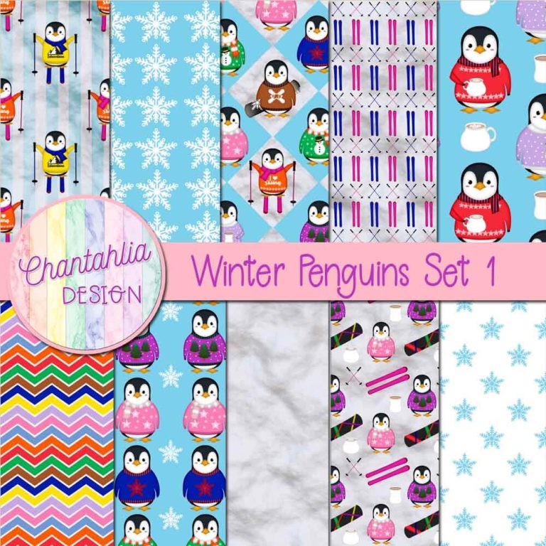 Free Winter Penguins Digital Papers