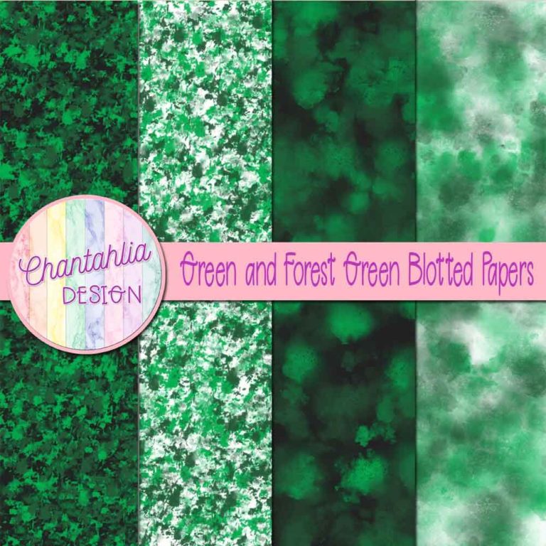 Free Green and Forest Green Digital Papers with Blotted Designs