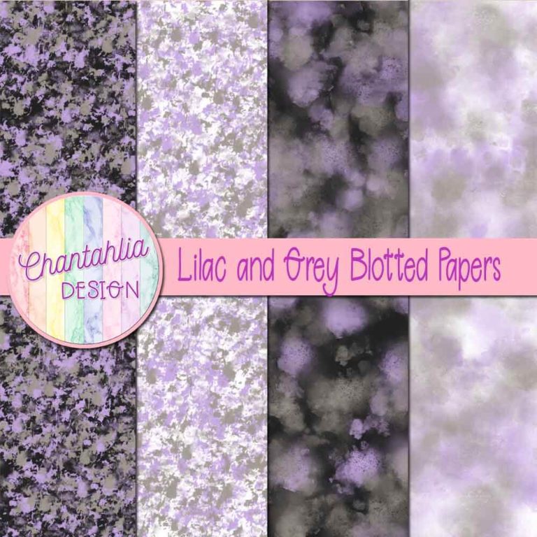Free Lilac and Grey Digital Papers with Blotted Designs