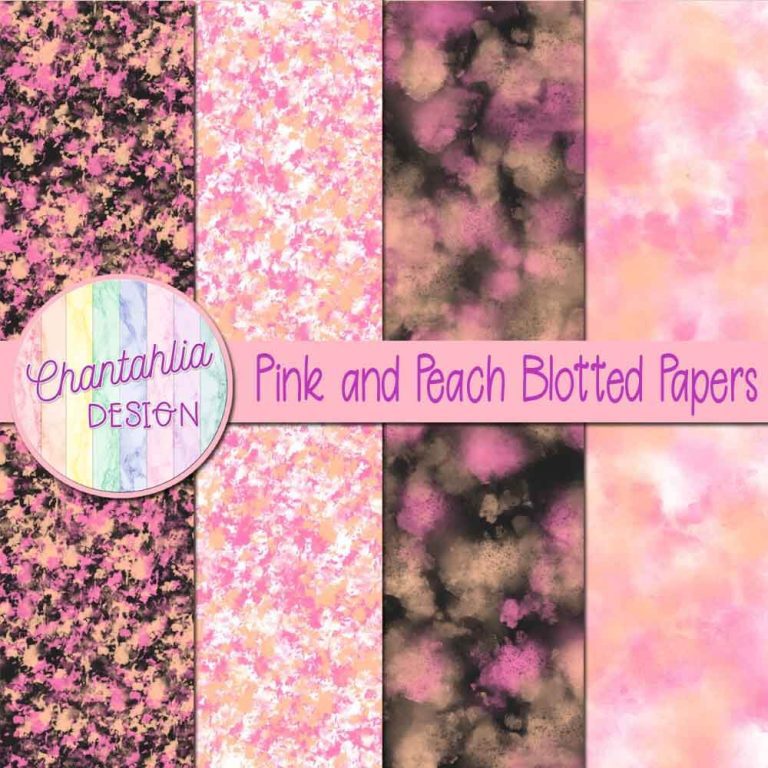 Free Pink and Peach Digital Papers with Blotted Designs