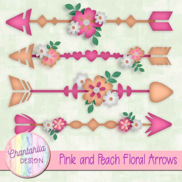 Free Pink and Peach Floral Arrows for Digital Scrapbooking