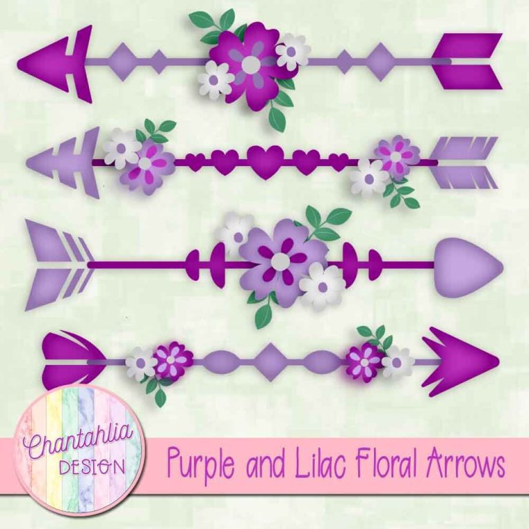 Free Purple and Lilac Floral Arrows for Digital Scrapbooking