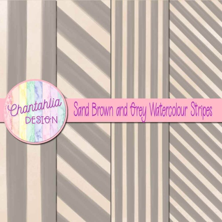 Free Sand Brown and Grey Digital Papers with Watercolour Stripes
