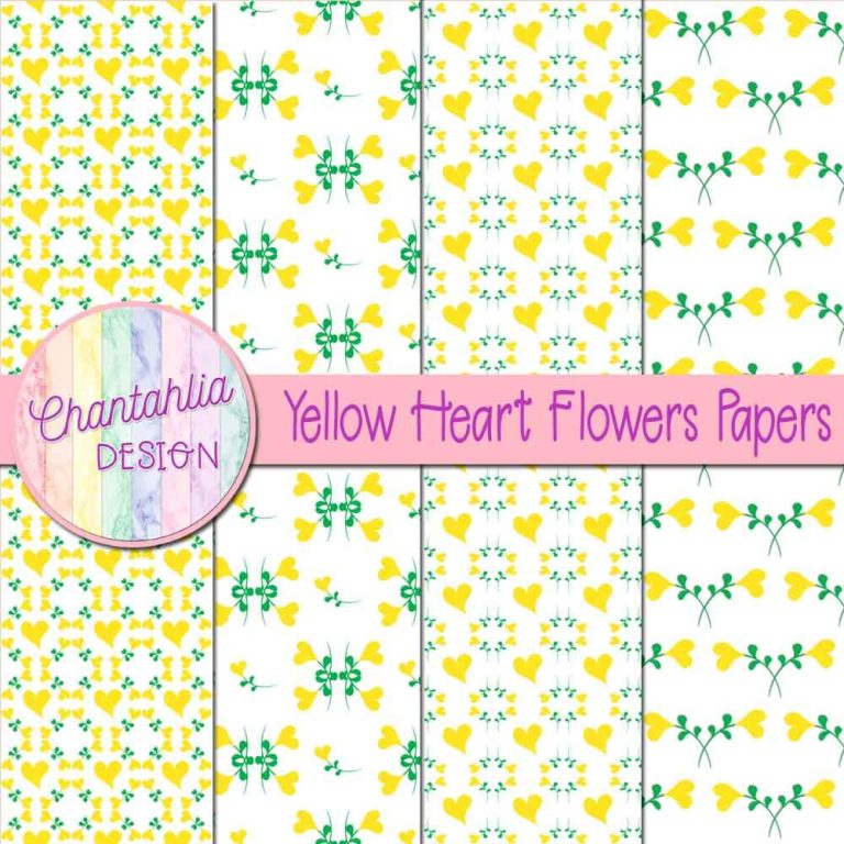 Free Digital Papers featuring Yellow Heart Flowers Designs