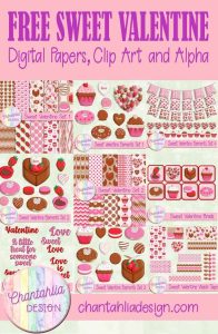 Free Valentine Digital Paper and Design Element Packs