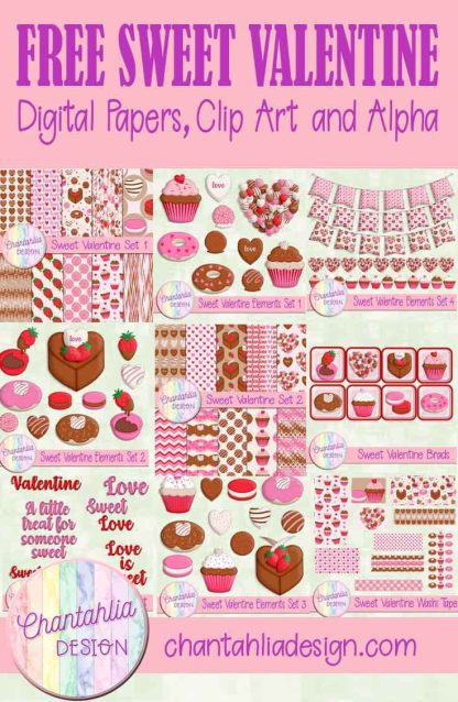 Free Valentine Digital Paper and Design Element Packs