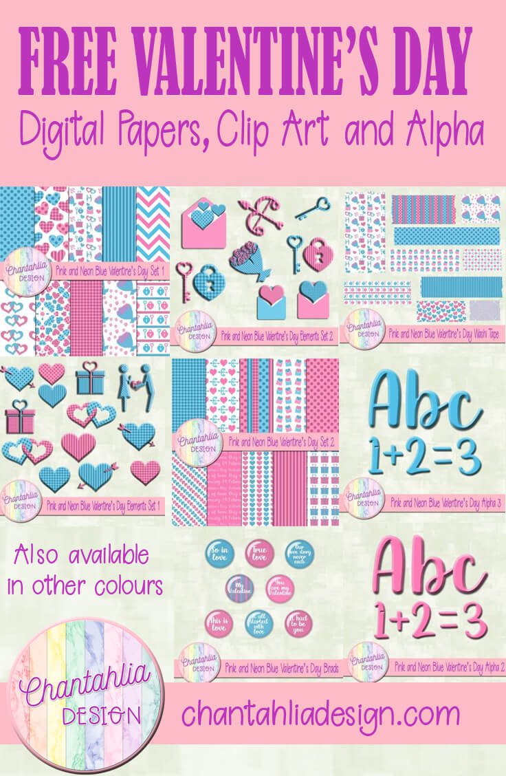 Free Valentine Digital Paper and Design Element Packs