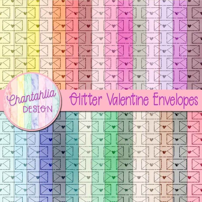 Free Digital Papers featuring Glitter Valentine Envelopes Designs
