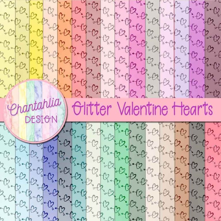 Free Digital Papers featuring Glitter Valentine Hearts Designs
