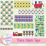 Free Washi Tape in a Trains Theme for Digital Scrapbooking