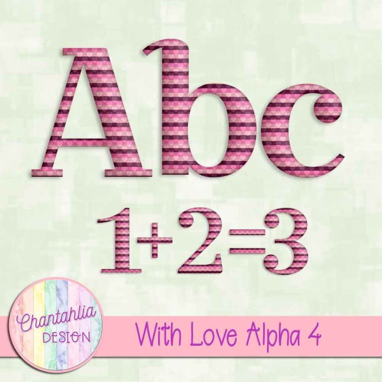 Free Alpha in a With Love theme for Digital Scrapbooking