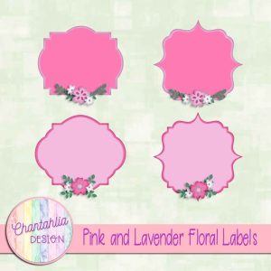 Free Pink and Lavender Floral Labels for Digital Scrapbooking