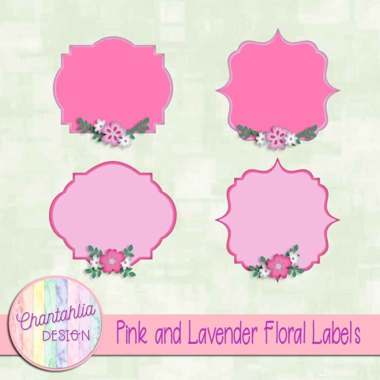 Free Pink and Lavender Floral Labels for Digital Scrapbooking
